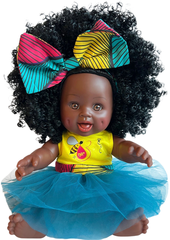 Cocoa Belle Bee Baby Doll | Curly Hair Latino Doll | Orijin Bees