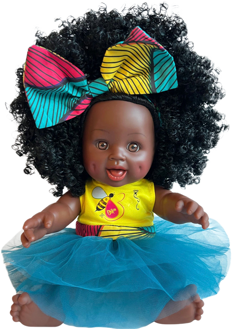 Cocoa Belle Bee Baby Doll | Curly Hair Latino Doll | Orijin Bees